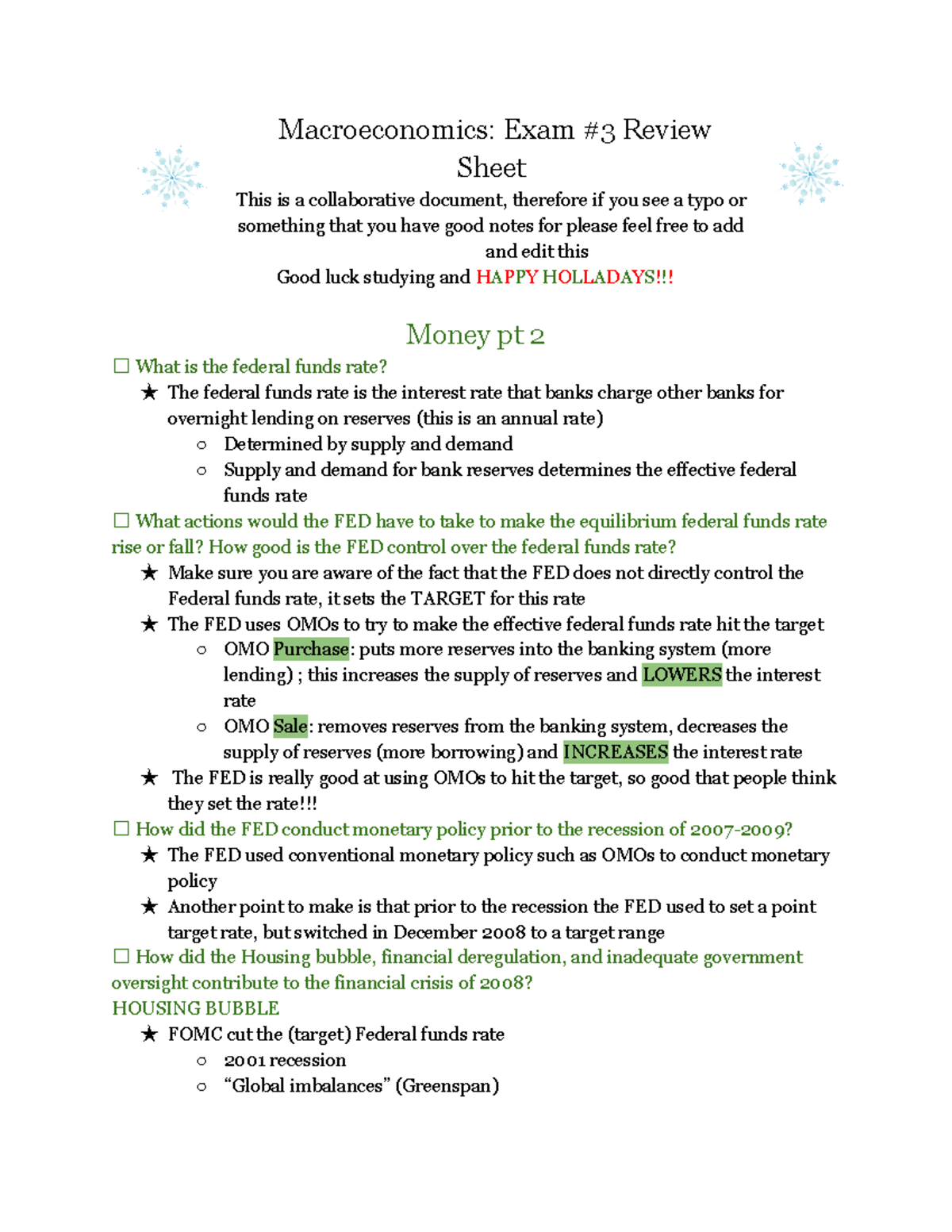 Exam 3 Review - Macroeconomics: Exam #3 Review Sheet This is a ...