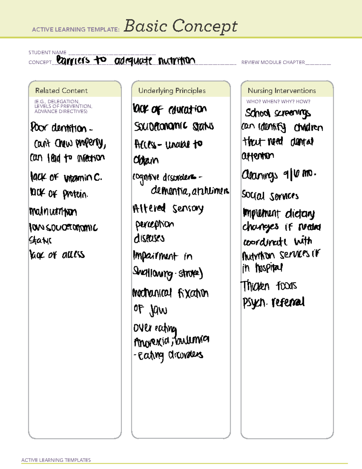 Barriers to nutrition - NUTR 2420 - ACTIVE LEARNING TEMPLATES Basic ...