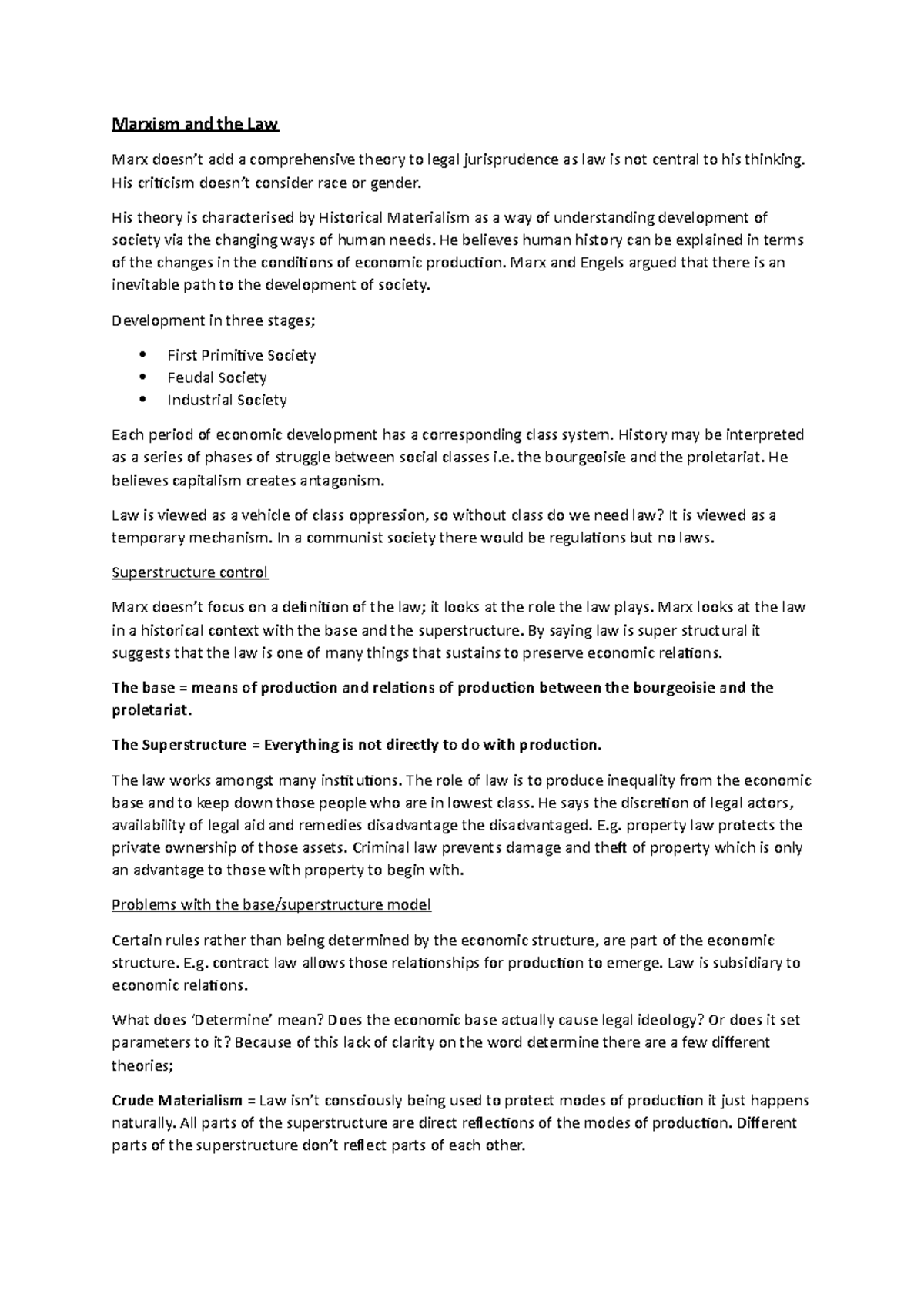 Marxism and the Law - Lecture notes on Marx' theory of the law ...