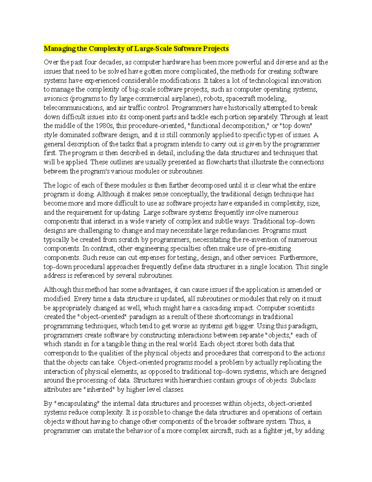 Managing the Complexity of Large-Scale Software Projects - It takes a ...