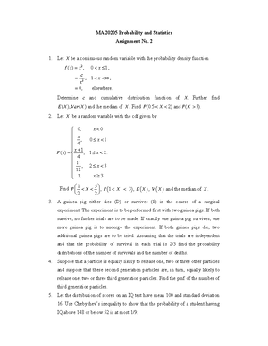 Assign 1 2024 Autumn - MA 20205 Probability and Statistics Assignment ...