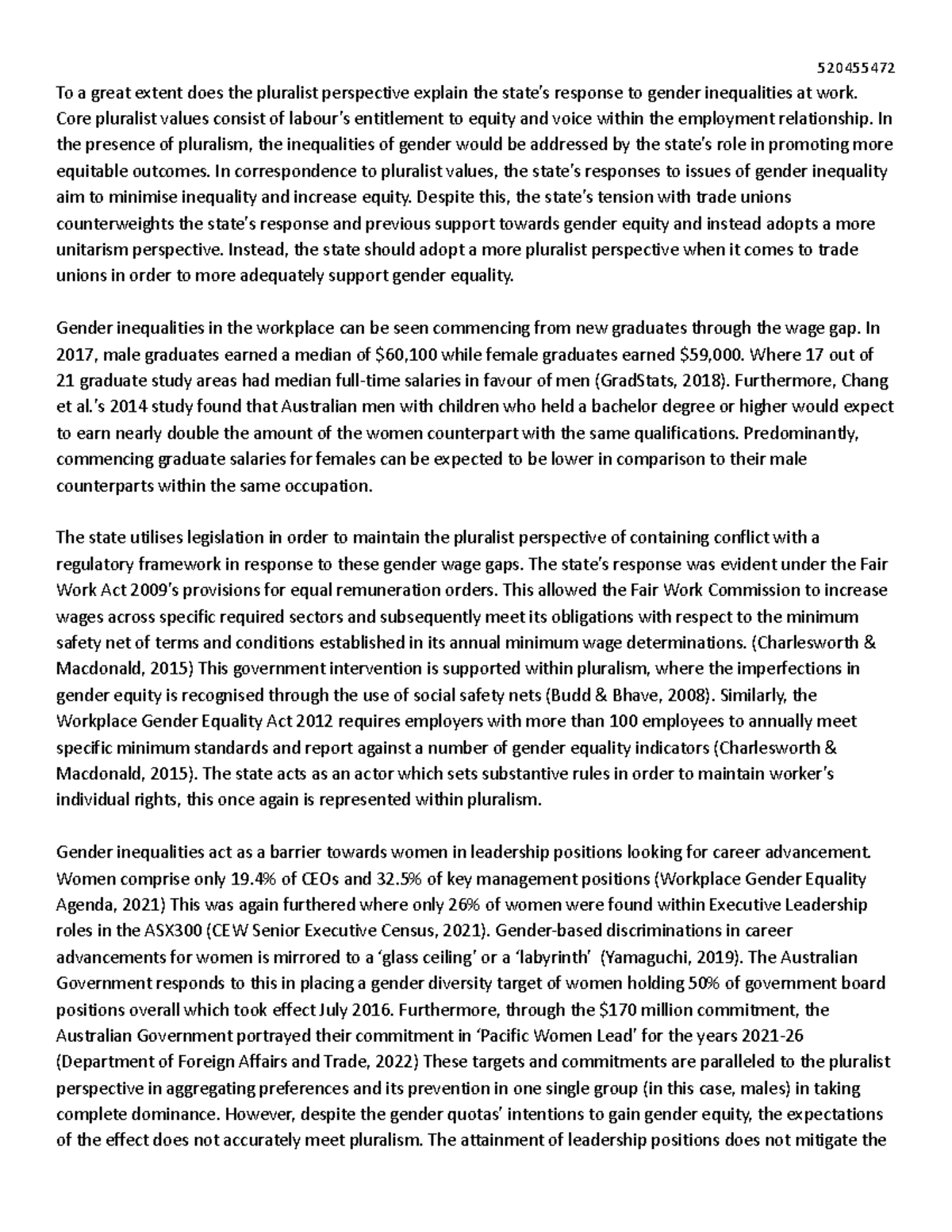 Mid Term Critical essay - 520455472 To a great extent does the ...