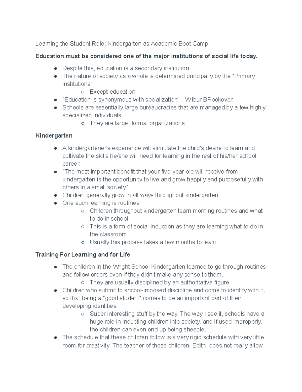 Kindergarten as Academic Boot Camp - Learning the Student Role ...