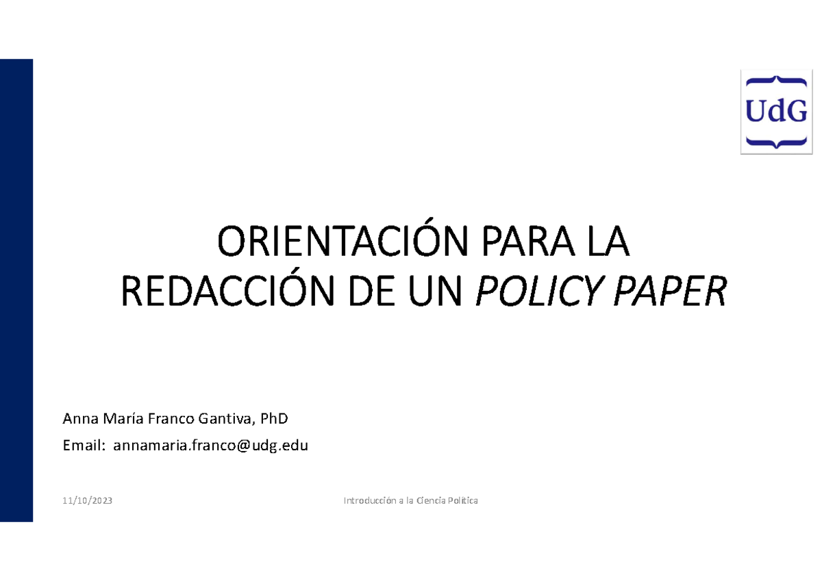 Como hacer un policy paper - ORIENTACIÓN PARA LA REDACCIÓN DE UN POLICY ...