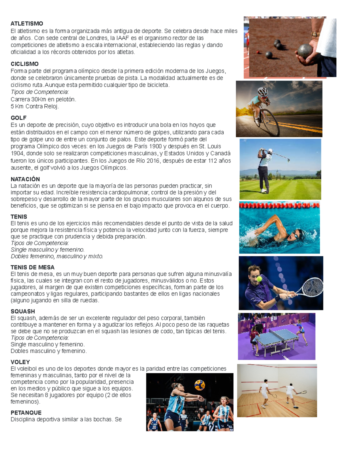 20 deportes - ATLETISMO El atletismo es la forma organizada más antigua ...