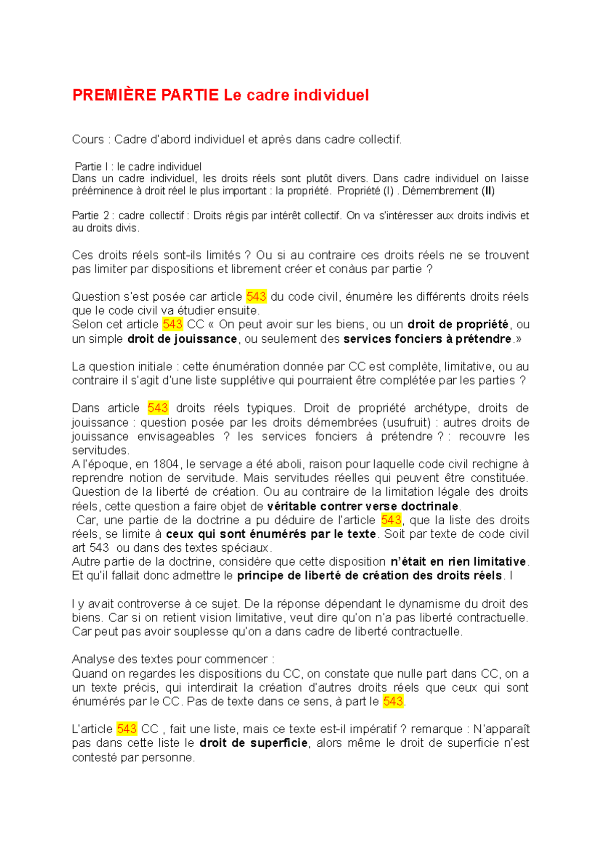 Première Partie Le cadre individuel droit des biens - PREMIÈRE PARTIE ...