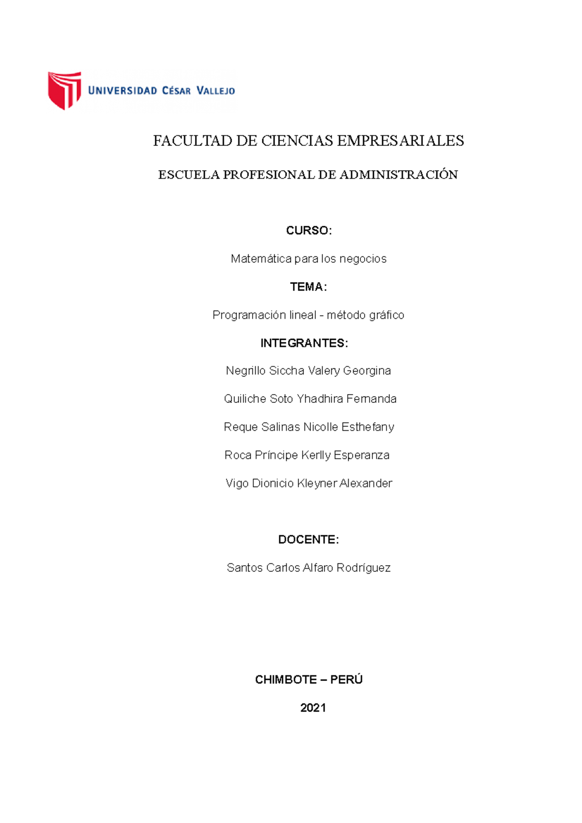 Informe programación lineal - grupo 06 - FACULTAD DE CIENCIAS ...