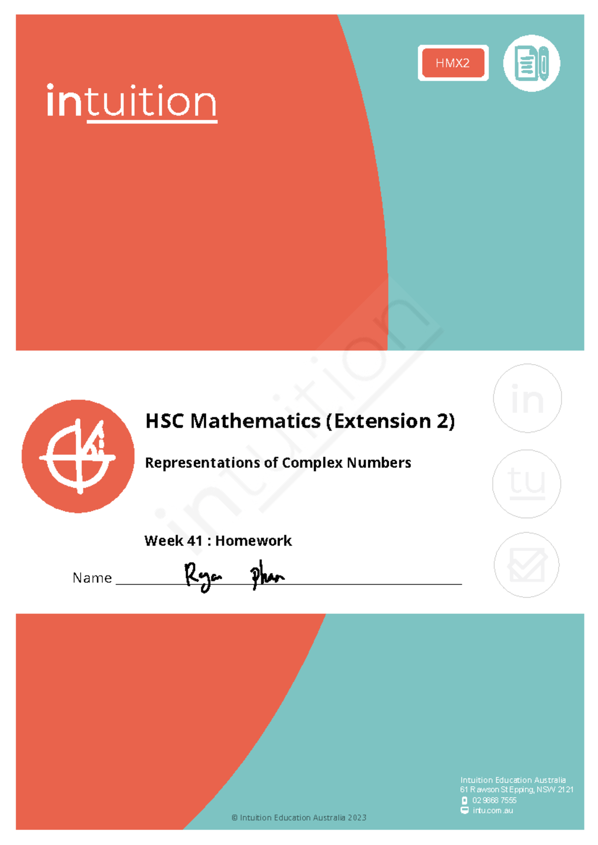 Hmx2-t4 41 reps complex homework - HMX 2 02 9868 7555 Intuition ...