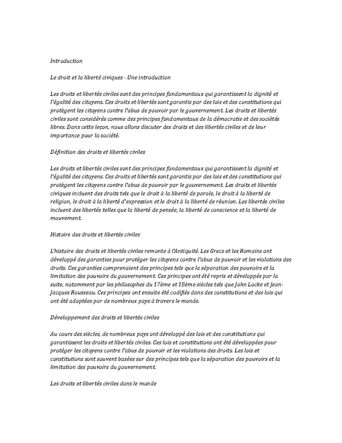 Civil Rights and Civil Liberties note study - Introduction Le droit et ...