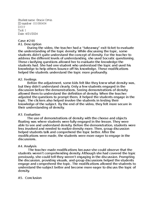 D091 - task - Student name: Gracie Orvin ID number: 011080454 D Task 3 ...