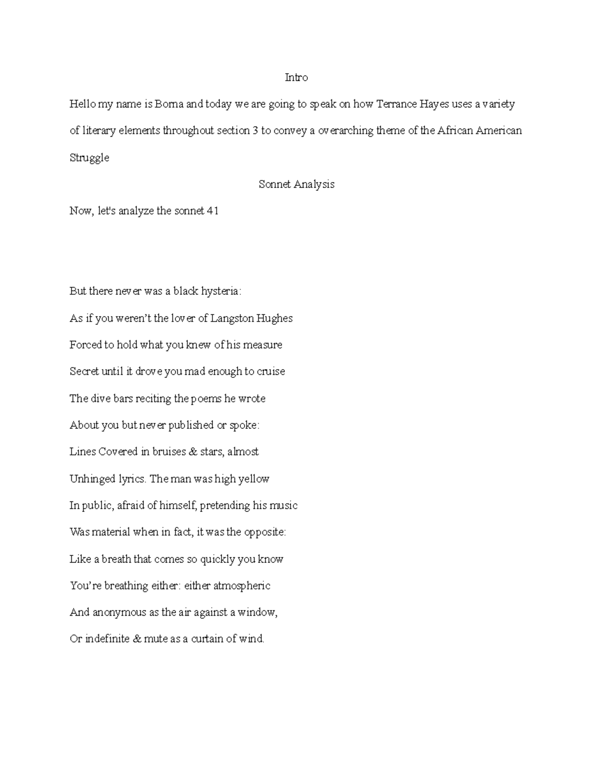 English Sonnet Presentation Script-2 - Intro Hello my name is Borna and ...