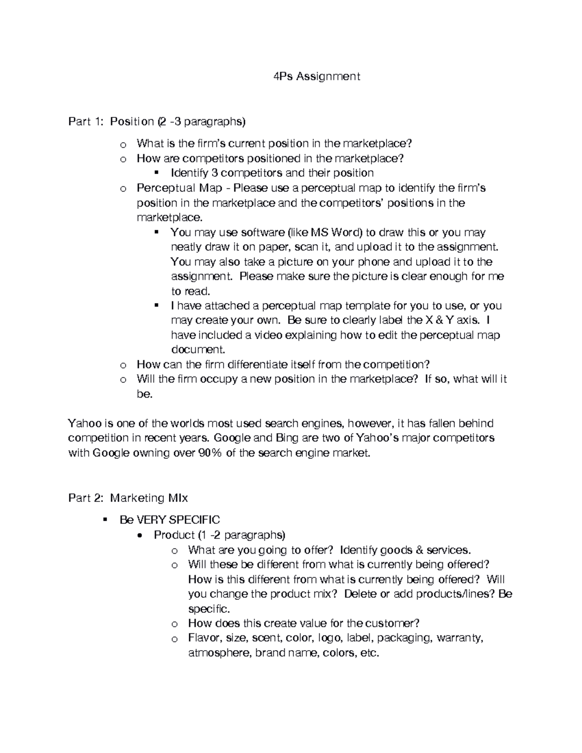 4Ps Assignment - Notes - 4Ps Assignment Part 1: Position (2 -3 ...