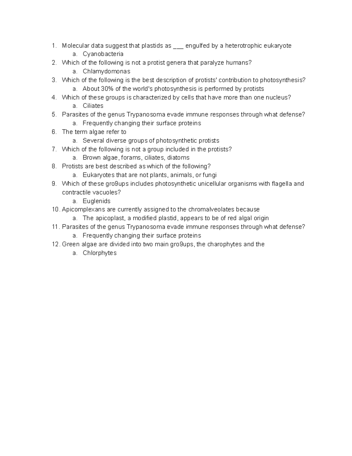 Bio 204 ch 28 homeork questions - Google Docs - Molecular data suggest ...