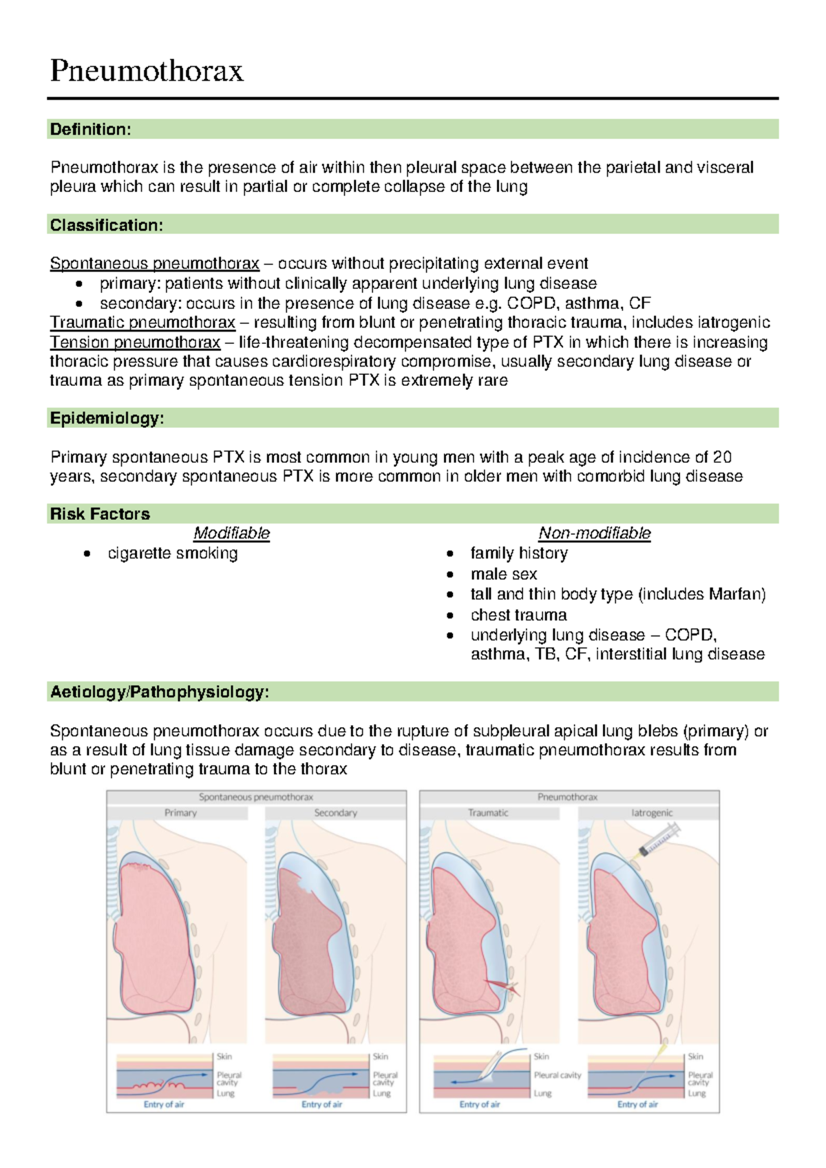 Pneumothorax - Key disease entity - Pneumothorax Definition ...
