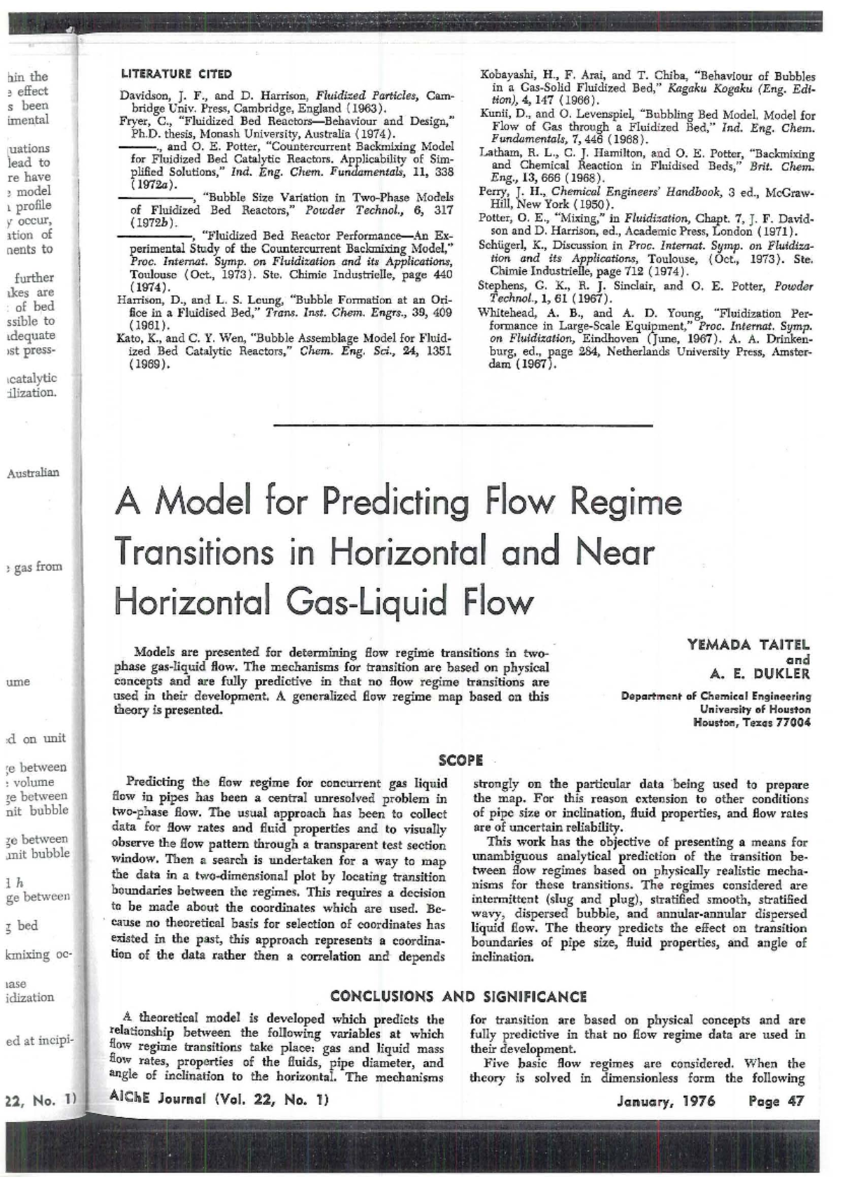 Taitel and Dukler 1976 A model for predicting flow regime transitions ...