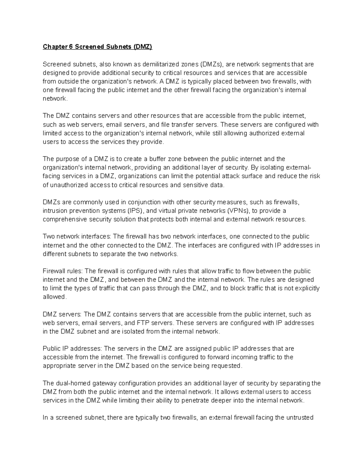 Chapter 6 Screened Subnets Dmz Chapter 6 Screened Subnets Dmz Screened Subnets Also Known