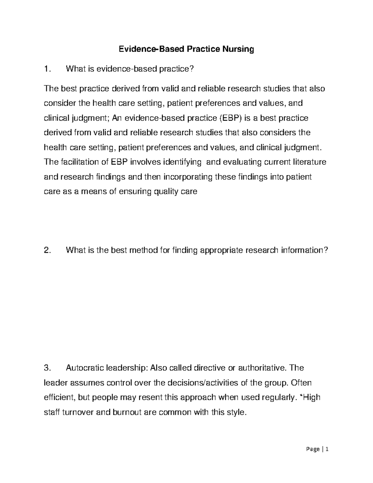 Evidence-Based Practice Nursing - The facilitation of EBP involves ...