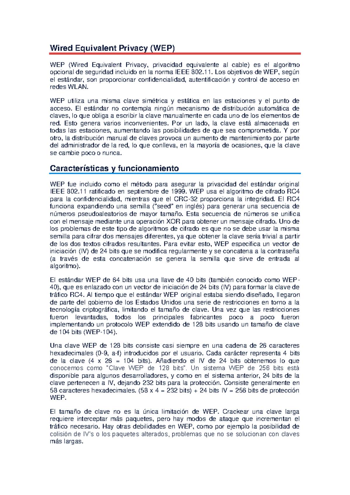 WEP - protocolo - Wired Equivalent Privacy (WEP) WEP (Wired Equivalent ...