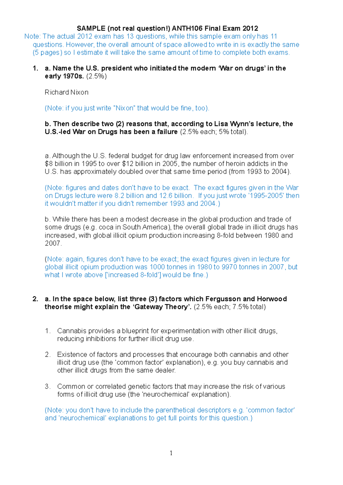 Sample/practice Exam 2012, Questions And Answers - SAMPLE (not real ...