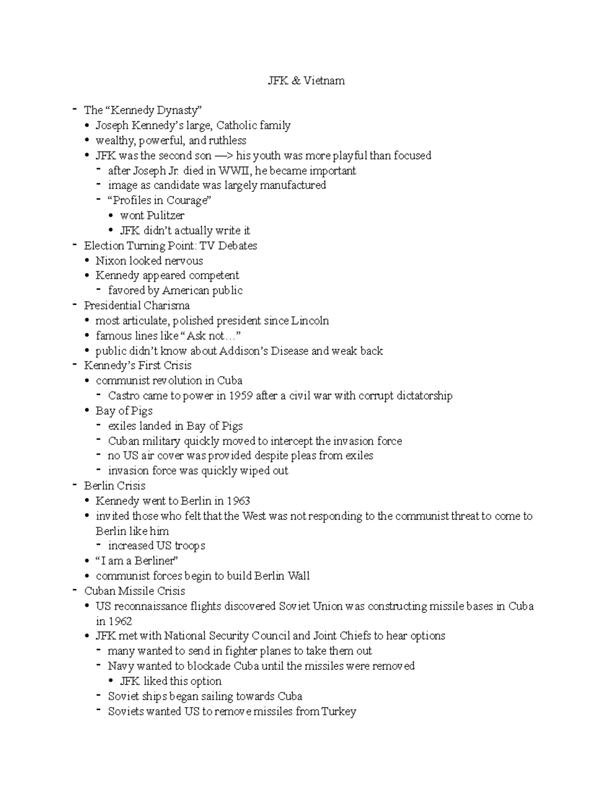 JFK & Vietnam - Metcalf's Lecture Notes - JFK & Vietnam - The “Kennedy ...