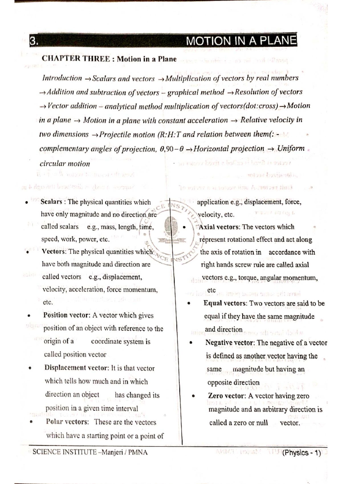 Neet study meterial physics - Motion in a plane - With practice ...