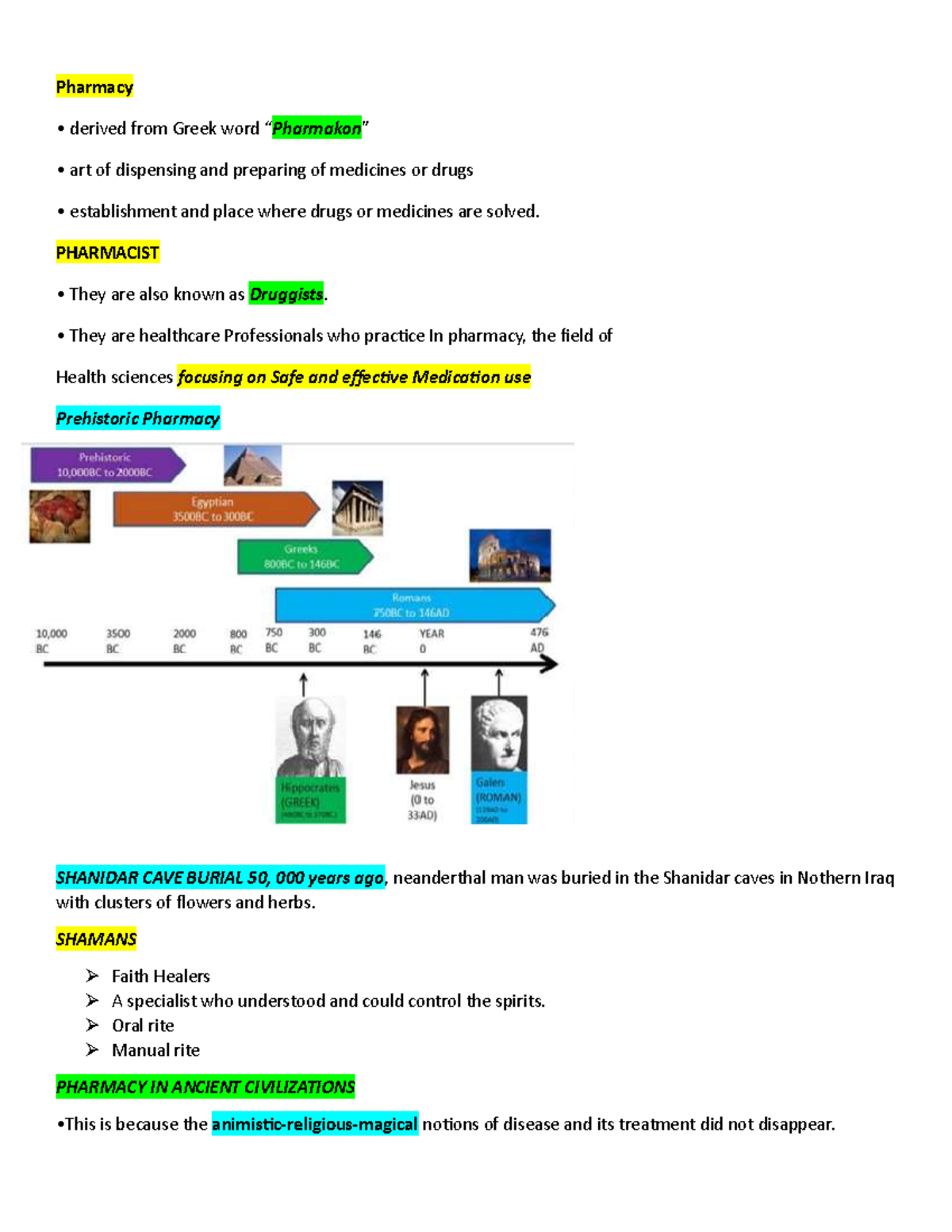 Piph prelim - Pharmacy derived from Greek word “Pharmakon” art of ...