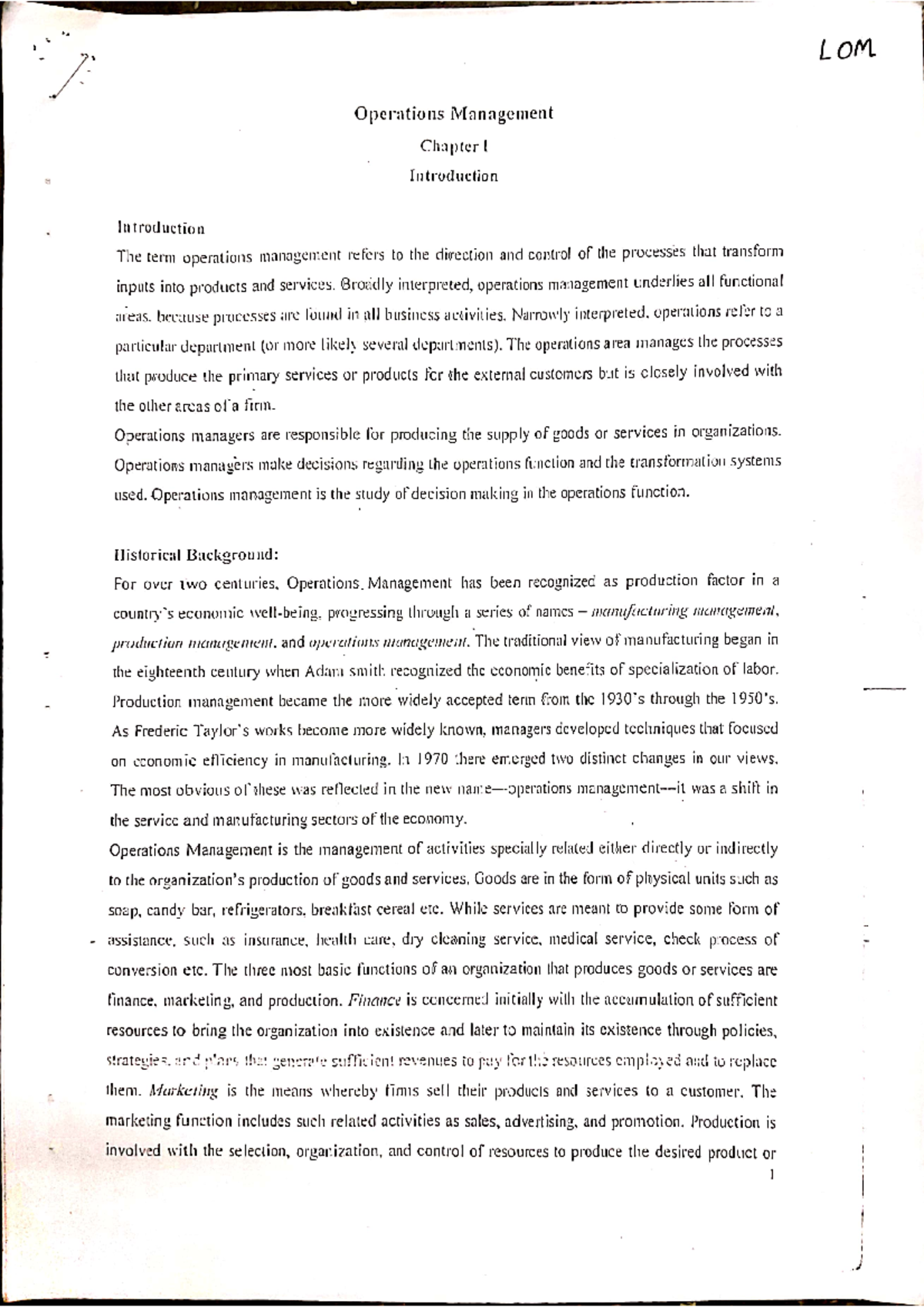 01-LOM - Logistics & Operations Management - Studocu
