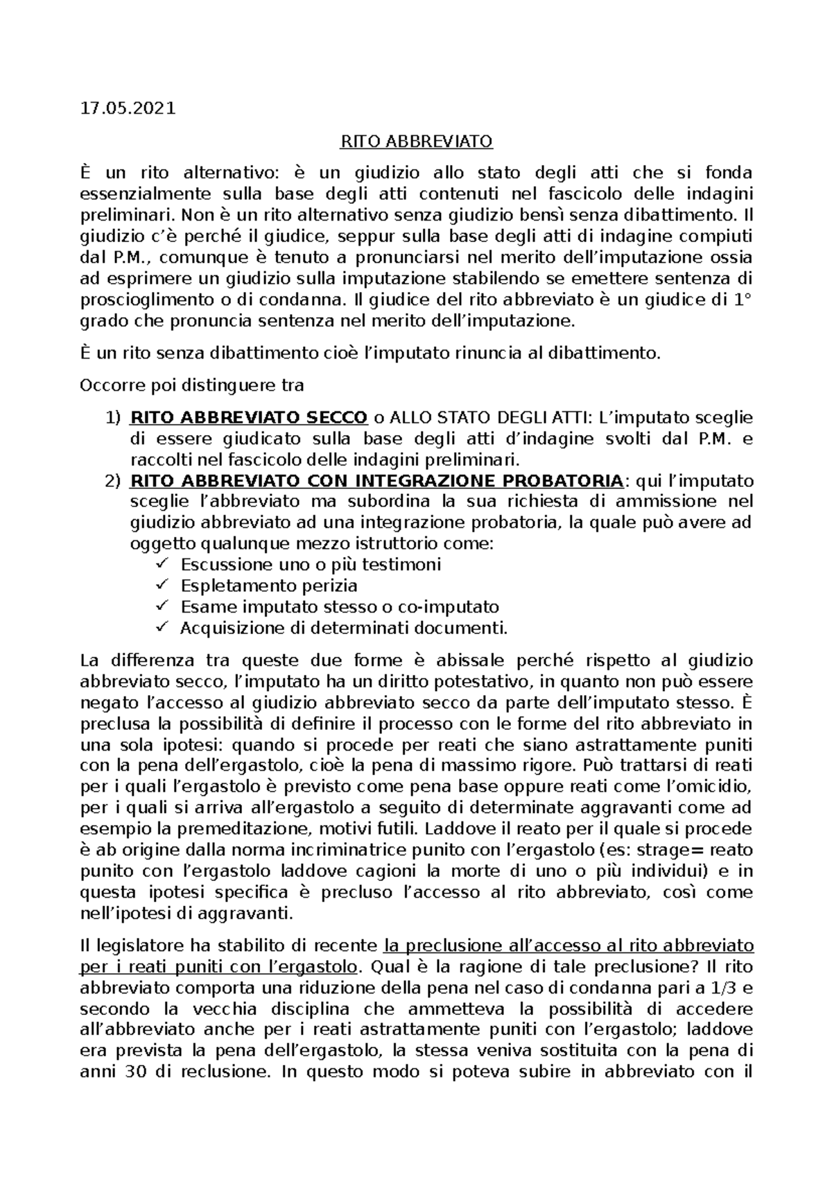 Rito abbreviato - 17. RITO ABBREVIATO È un rito alternativo: è un ...