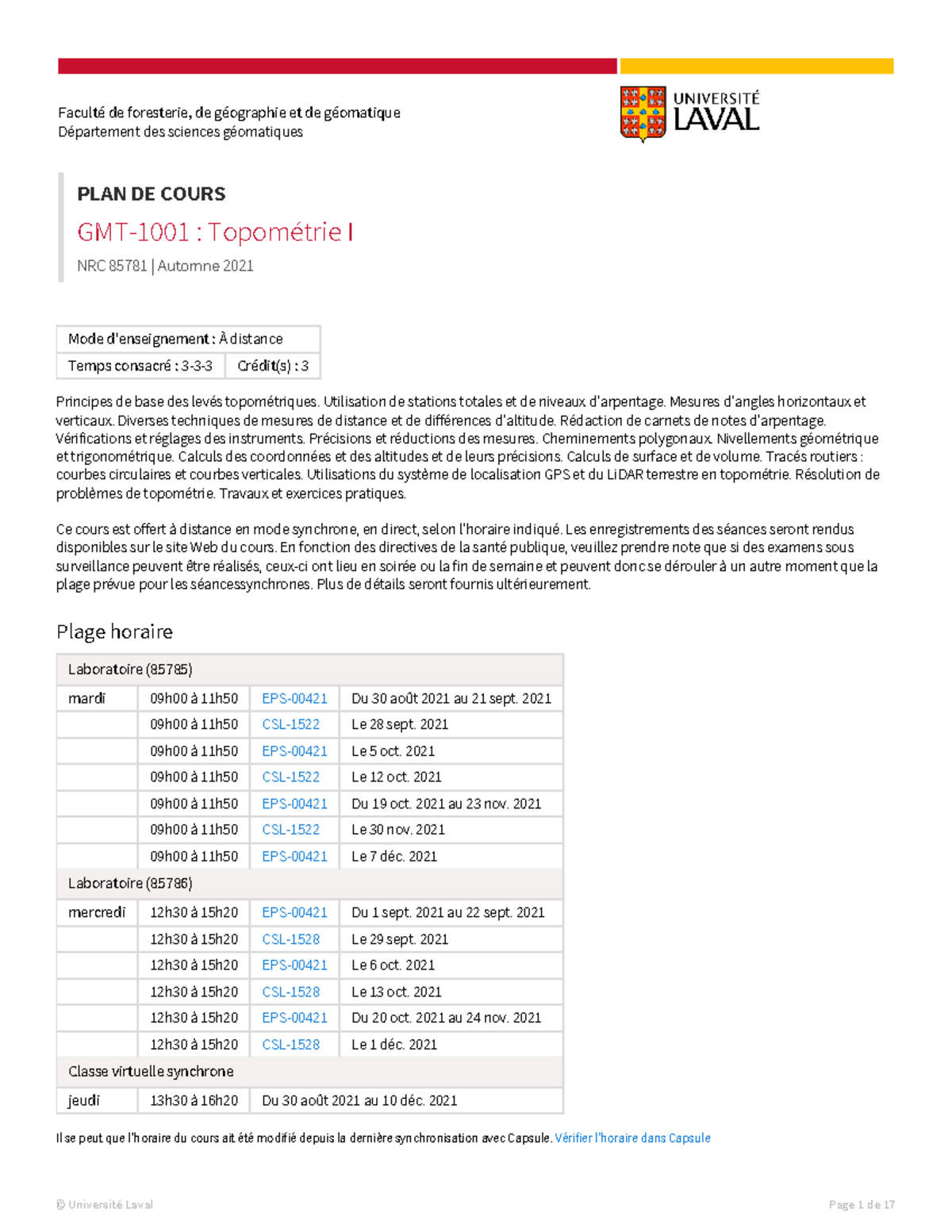 Gmt-1001 a21 85781 - Plan de cours - Faculté de foresterie, de ...