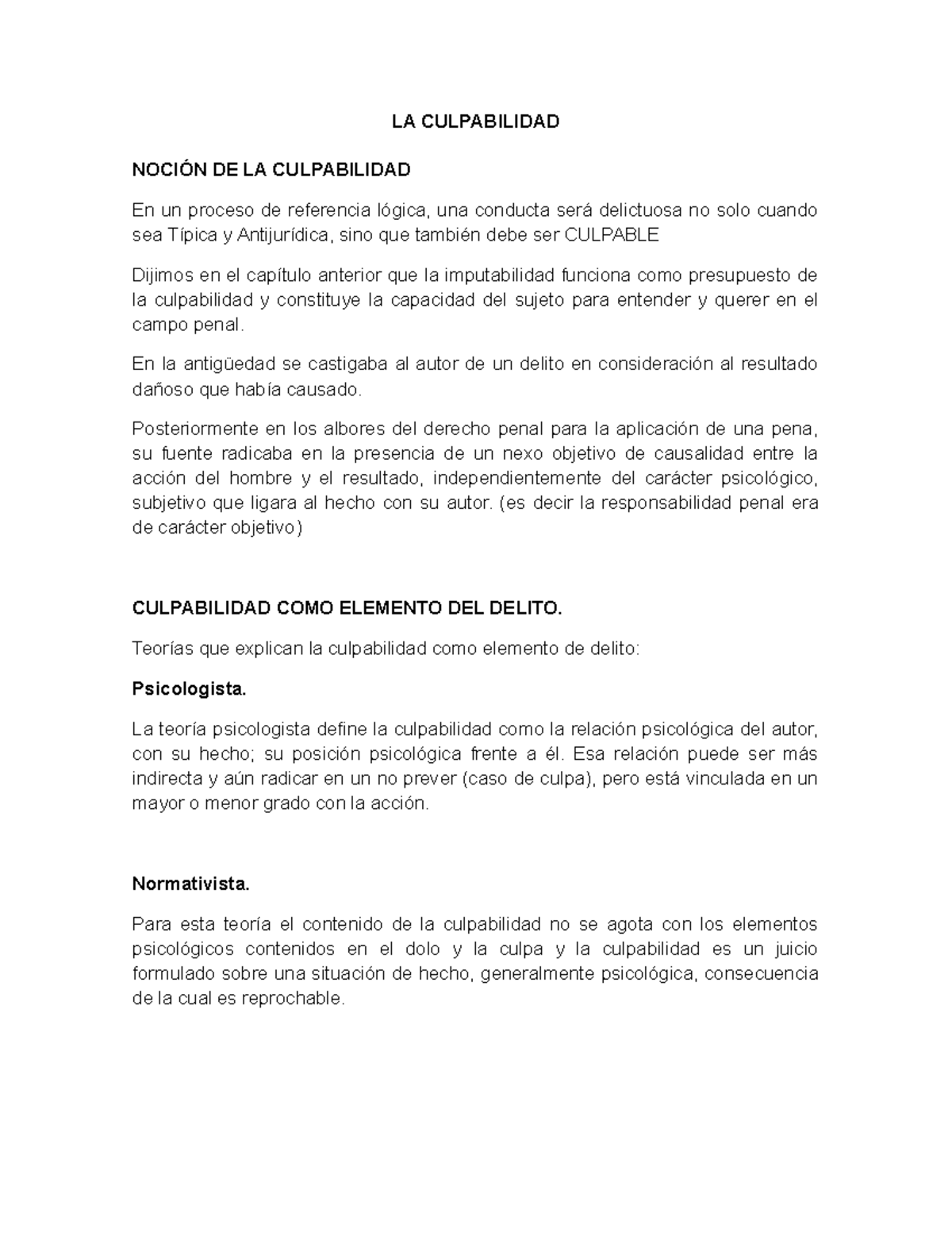13 - Clase La Culpabilidad - LA CULPABILIDAD NOCIÓN DE LA CULPABILIDAD ...