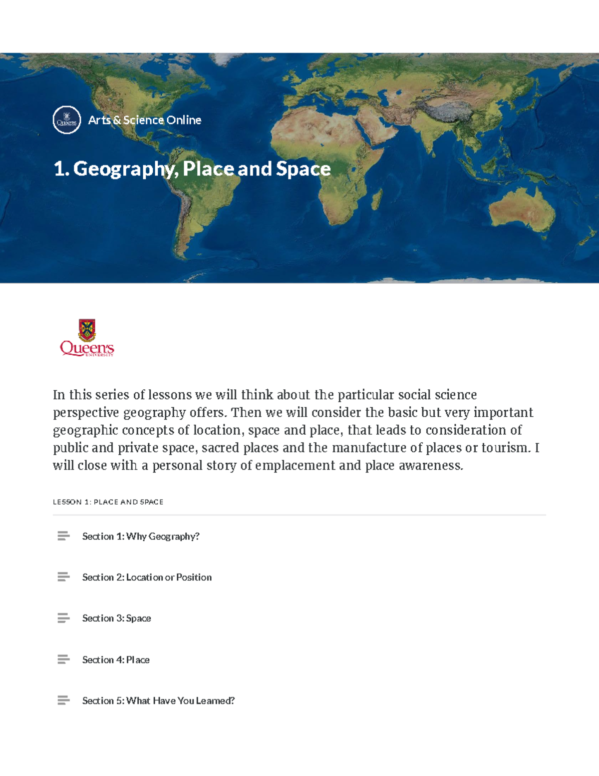 M1 Place and Space PDF - Gphy 101 - queensu - Studocu