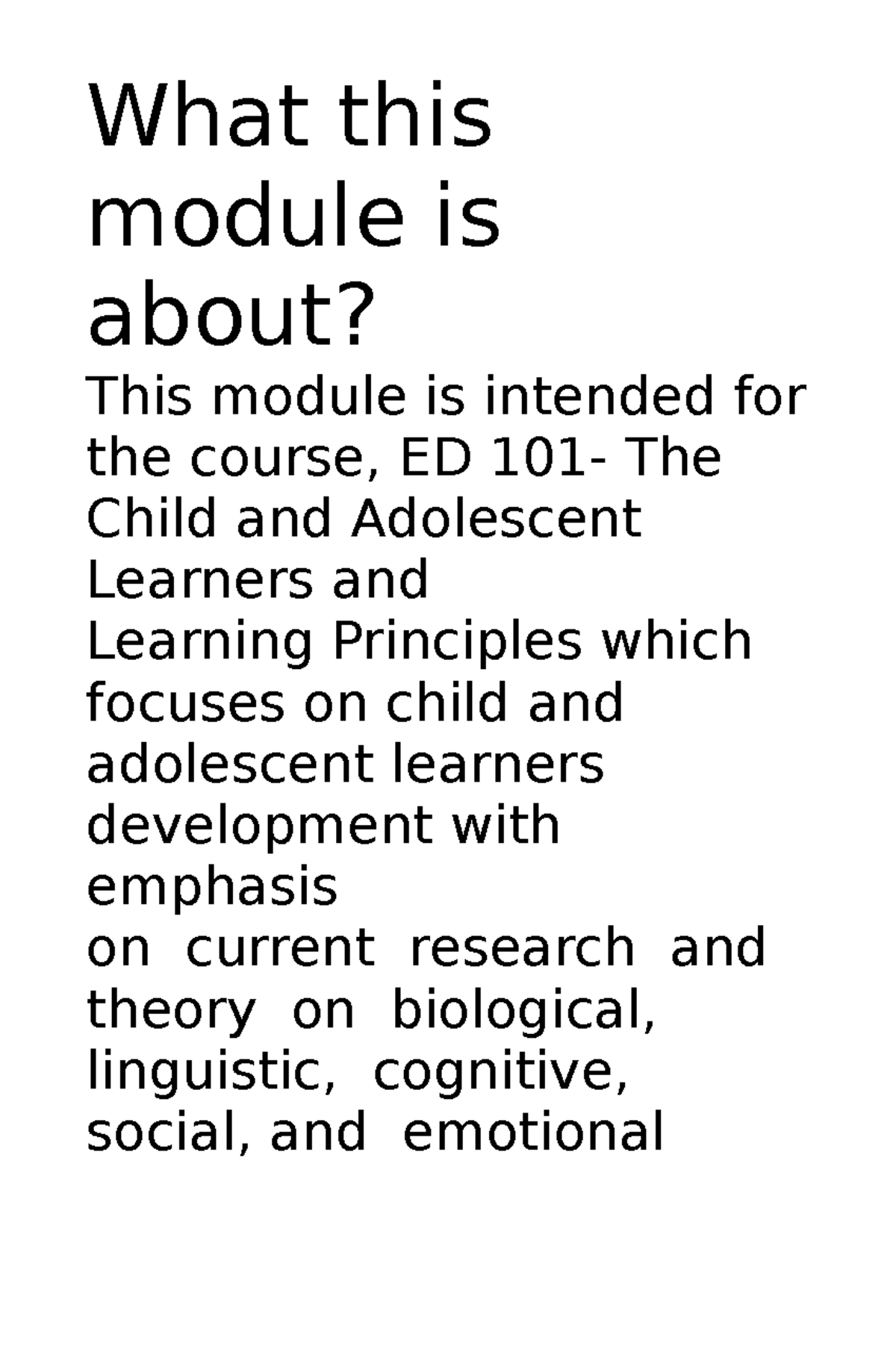 Module-1 - The Child and Adolescent Learner and the Learning Principles ...