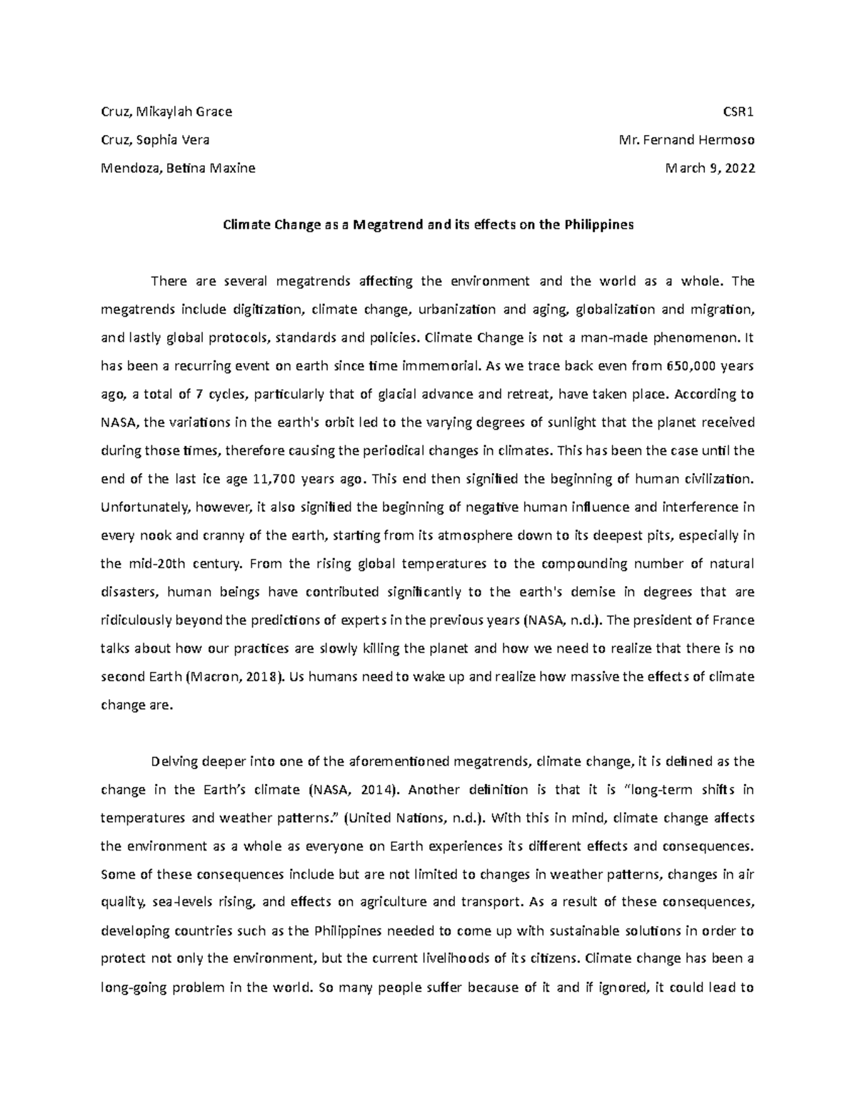 IPD Final Paper - AAAA - Cruz, Mikaylah Grace CSR Cruz, Sophia Vera Mr ...