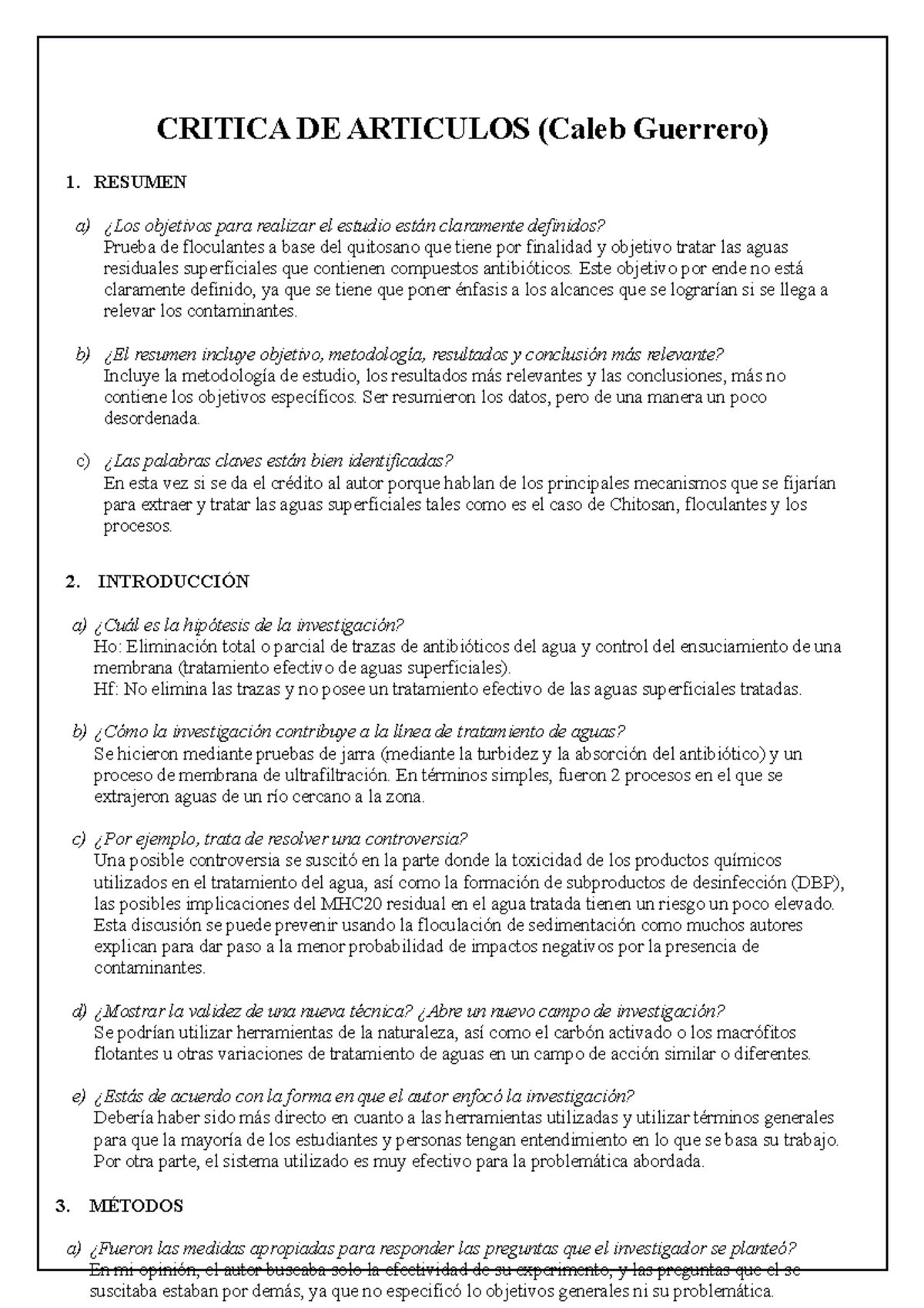 Critica DE Articulos - CRITICA DE ARTICULOS (Caleb Guerrero) 1. RESUMEN ...