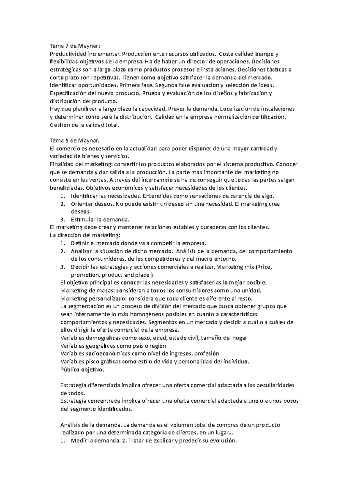 Maynar - Tema 7 de Maynar: Productividad incrementar. Producción ente ...