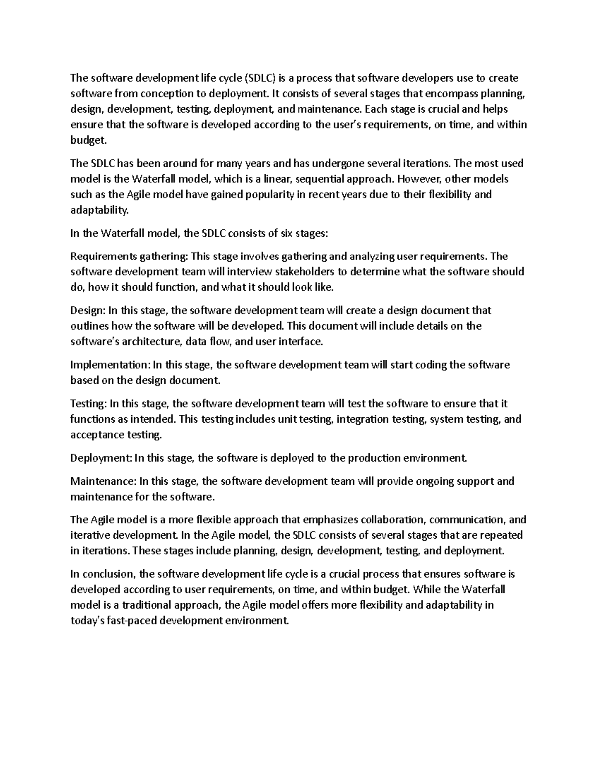 Chapter 2 Questions - The software development life cycle (SDLC) is a ...