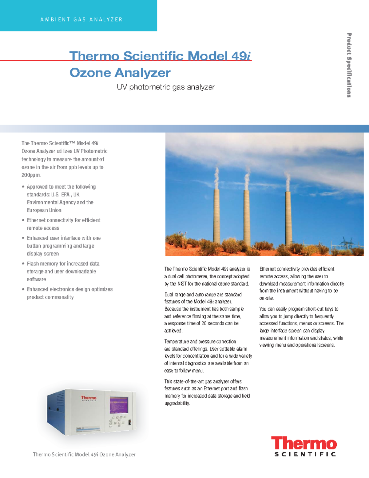 EPM-49i-Datasheet 2 - datasheet - The Thermo Scientific™ Model 49i Ozone Analyzer utilizes UV ...