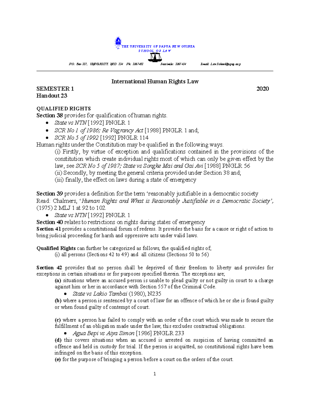 Handout 23 Qualified Rights s 38 to 49 - Warning: TT: undefined ...