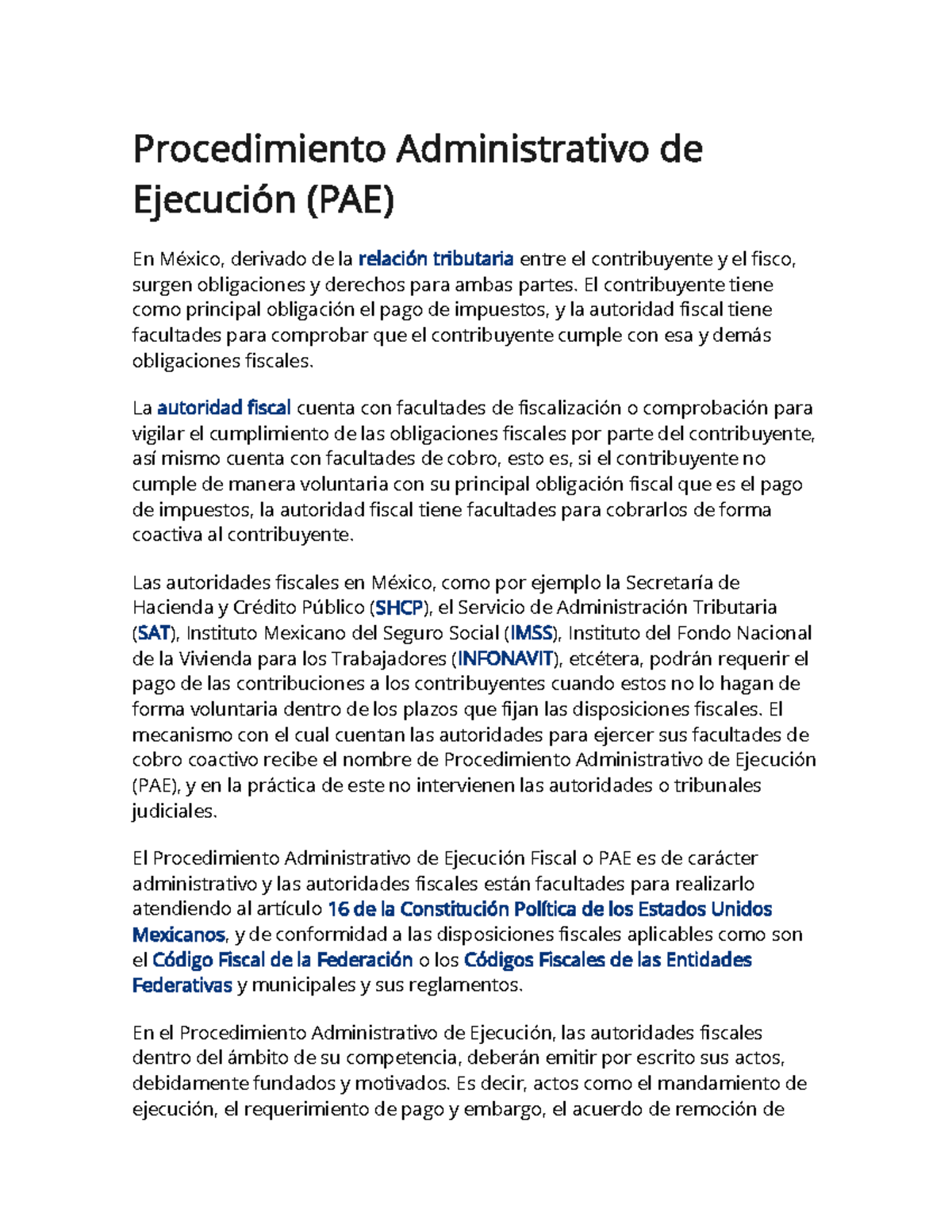 Procedimiento Administrativo de Ejecución (PAE) - Procedimiento ...