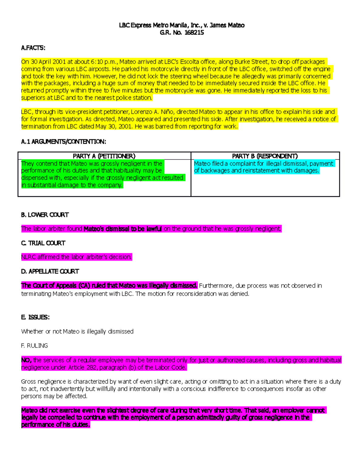 33. LBC Express Metro Manila, Inc., v. James Mateo - LBC Express Metro ...