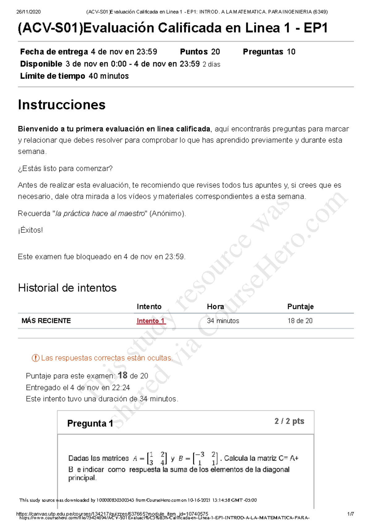 ACV S01 Evaluaci n Calificada en Linea 1 EP1 Introd. A LA Matematica - - Studocu