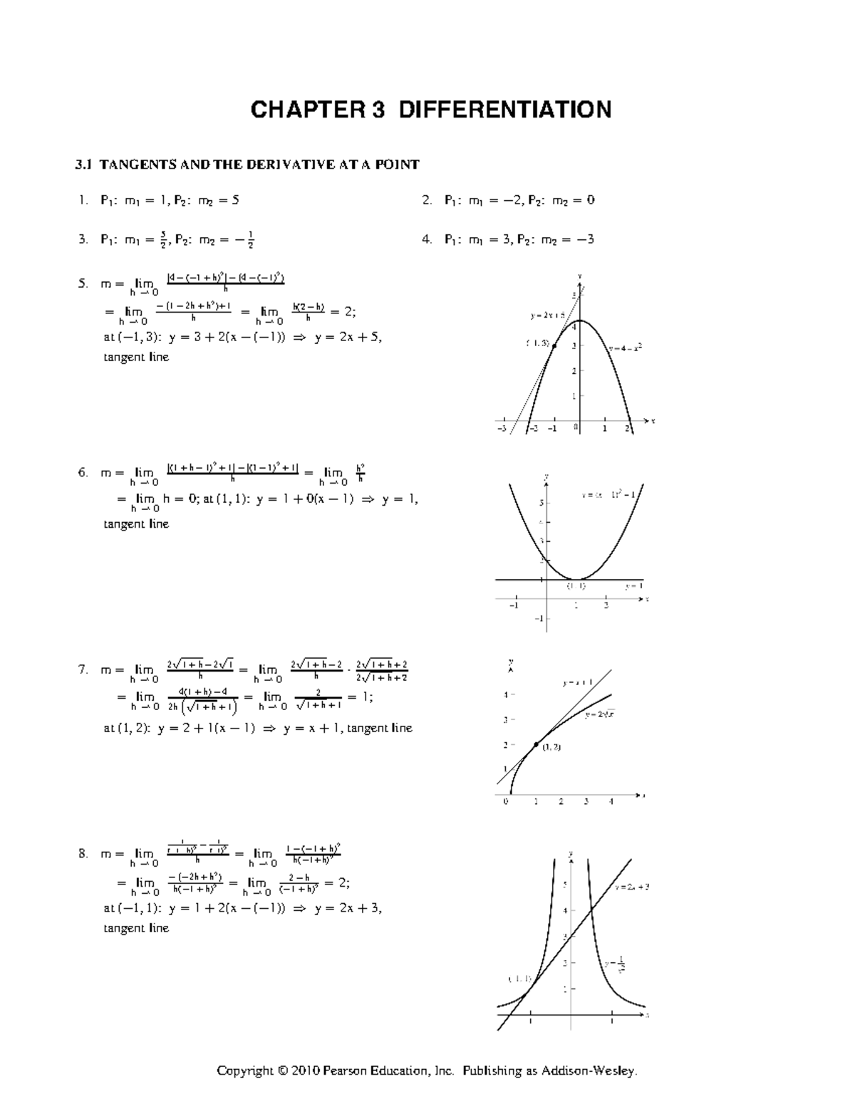 Thomas solutions 3 - 學習資源 - CHAPTER 3 DIFFERENTIATION 3 TANGENTS AND ...