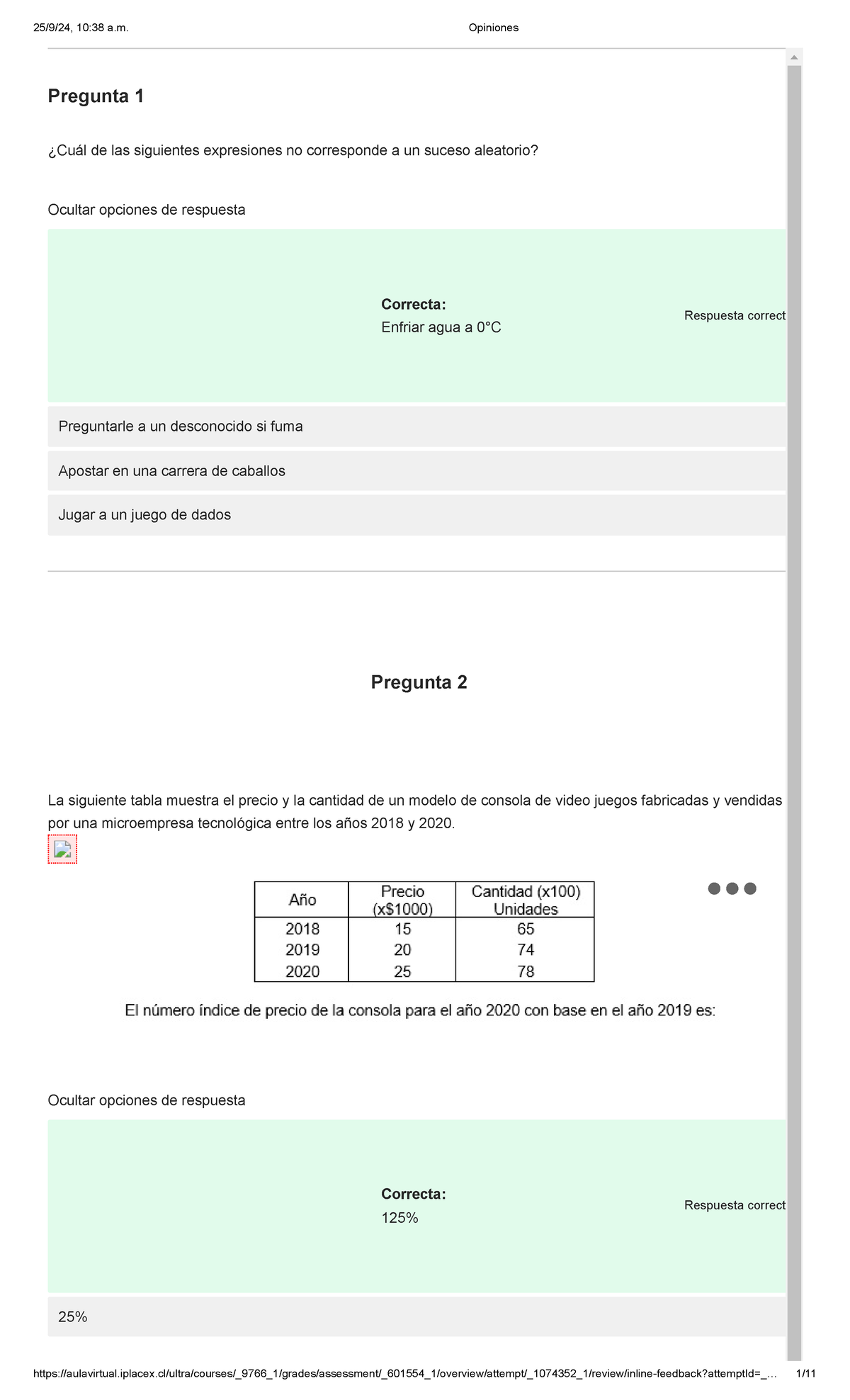 Prueba 2 Estadistica - Ocultar opciones de respuesta Ocultar opciones de respuesta Pregunta 1 ...