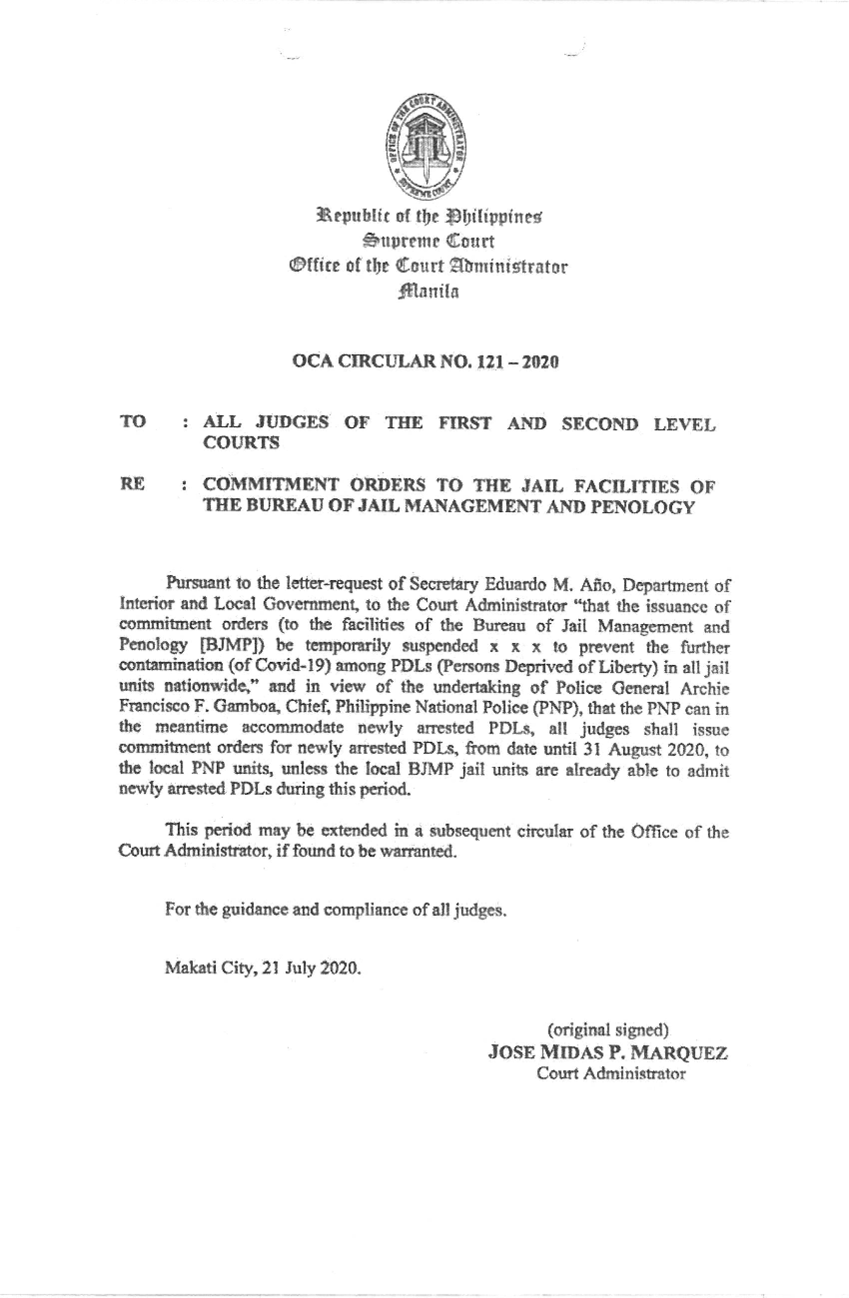 OCA-Circular issuance - Education and the Law - BulSU - Studocu