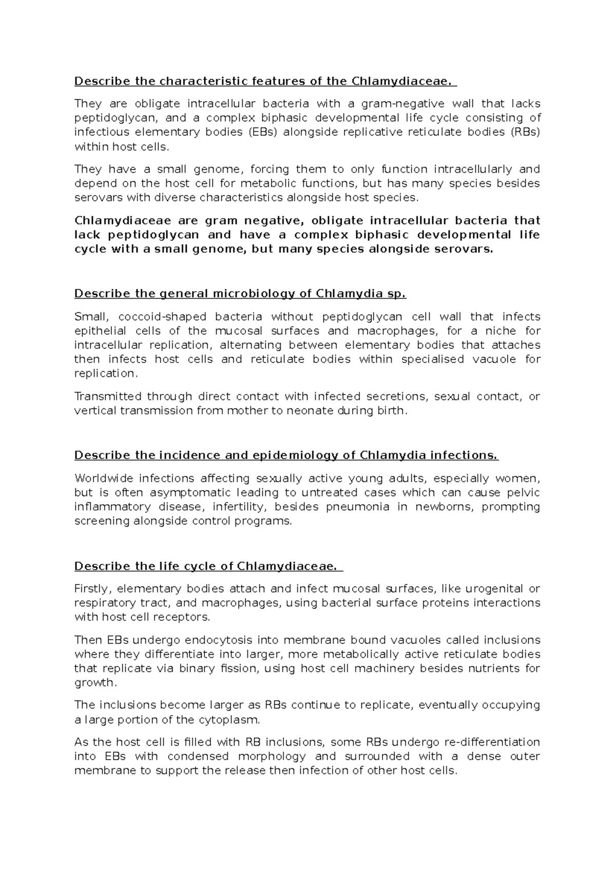 L18 Chlamydia - These are summarized answers to the learning objectives ...