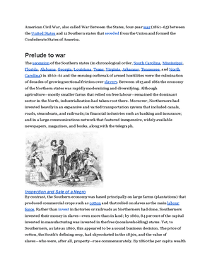 Civil war era - notes - The American Civil War (April 12, 1861 – May 26 ...