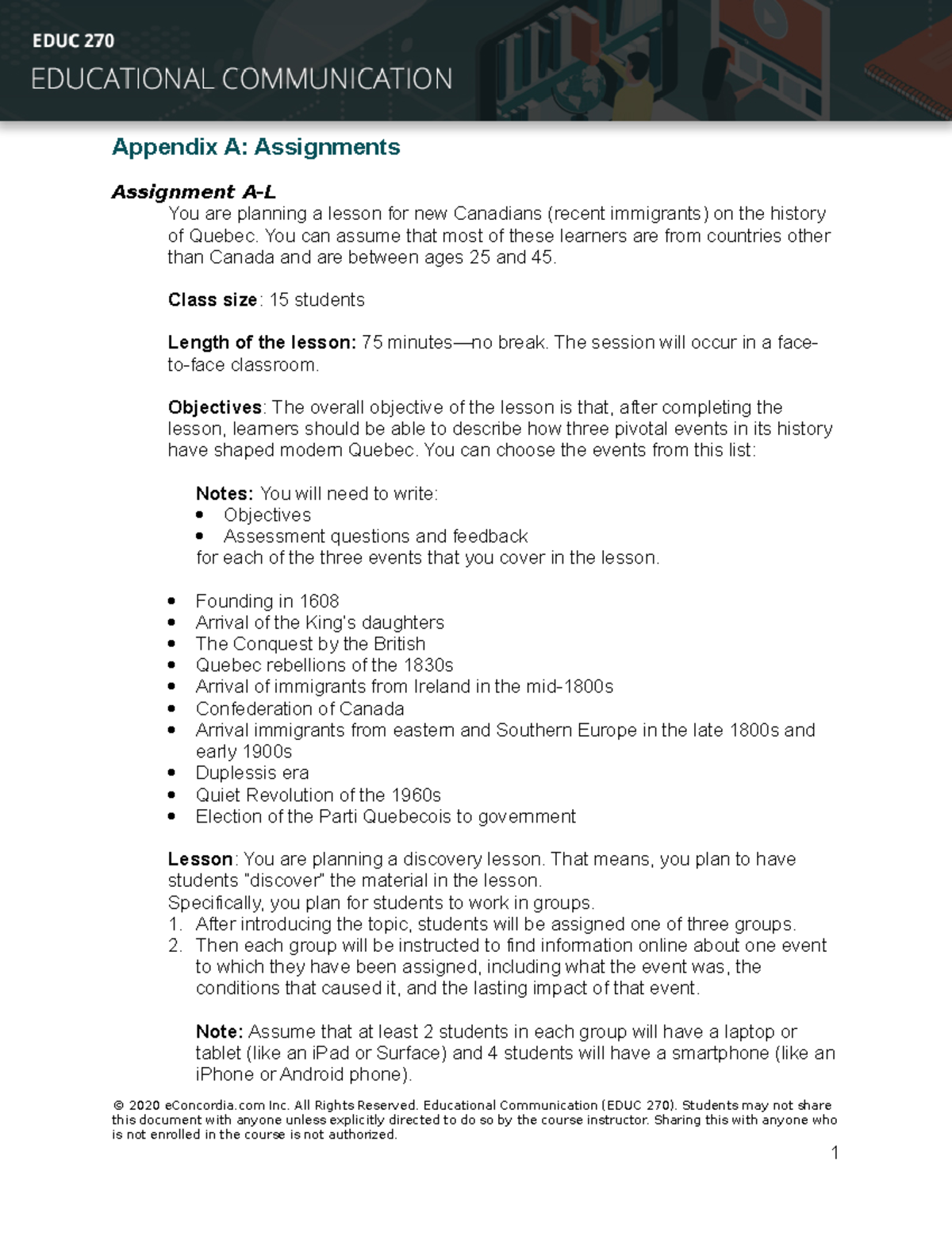 EDUC270 Lesson 6A Lesson Plans AA - Appendix A: Assignments Assignment ...