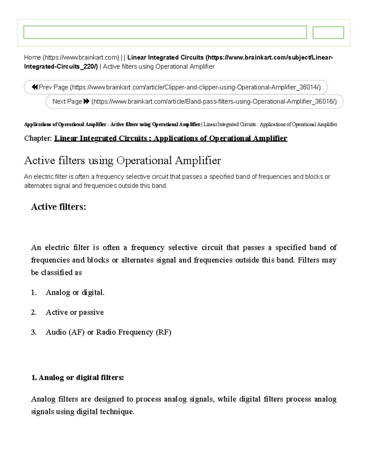 2 Active HP LP filter- values given - Prev Page - Studocu