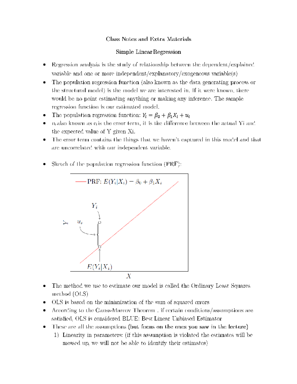 Cass notes ch2 - Class Notes and Extra Materials Simple Linear ...