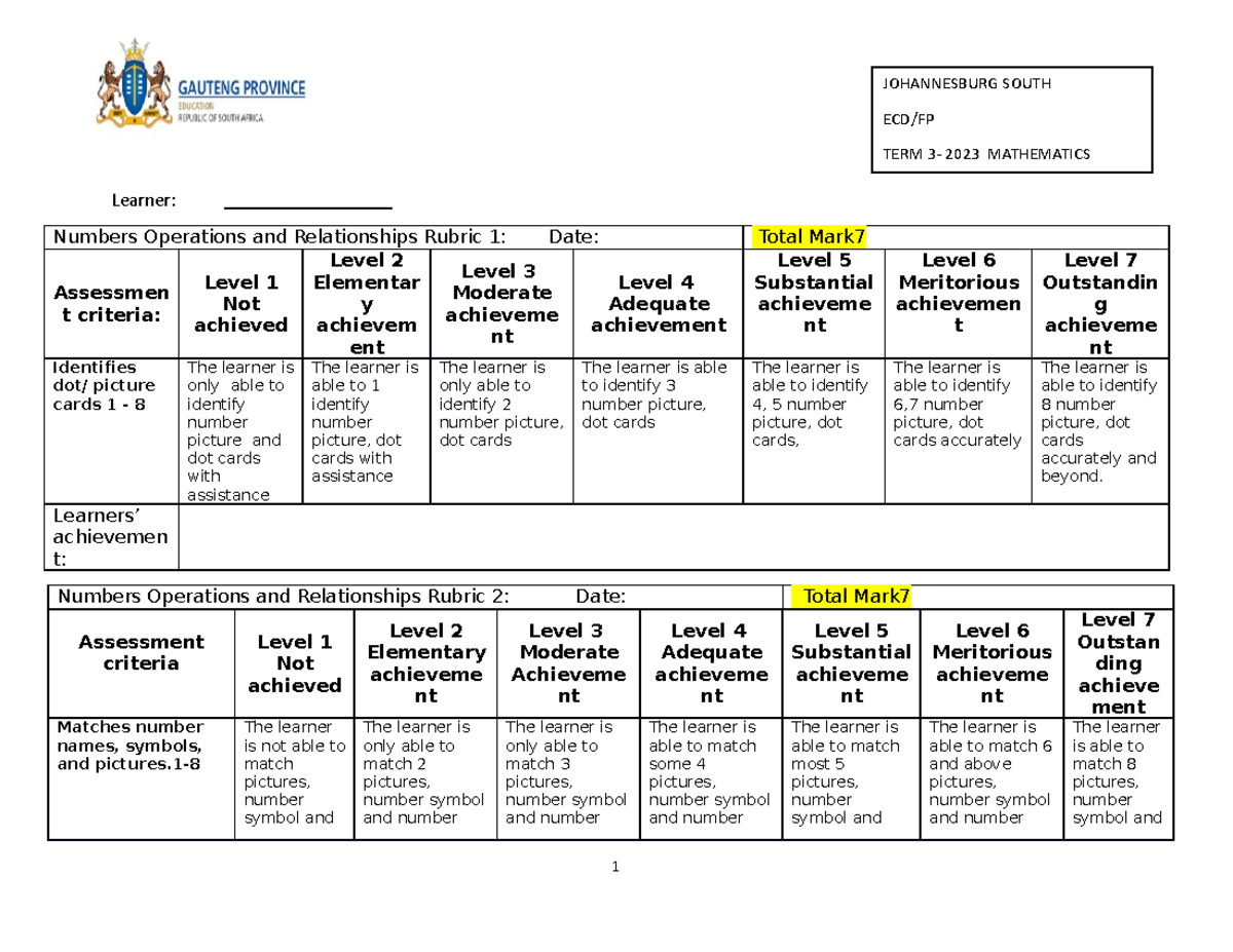 Mathematics - Tap - Learner: Numbers Operations and Relationships ...